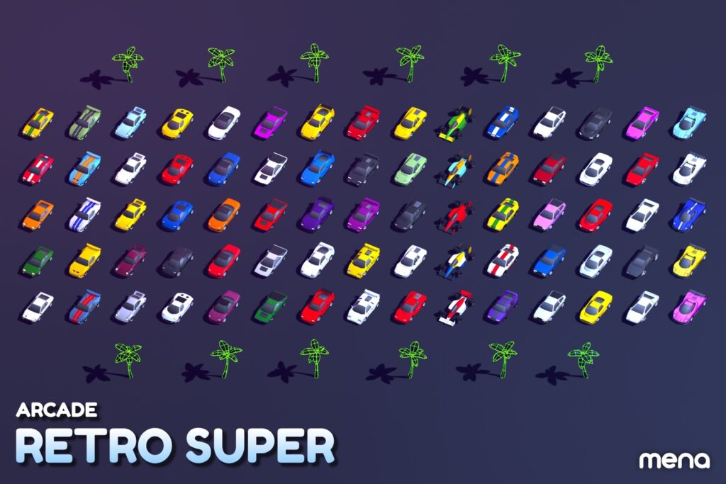 ARCADE: Retro Super Cars – Mena – 3D Vehicle Game Assets