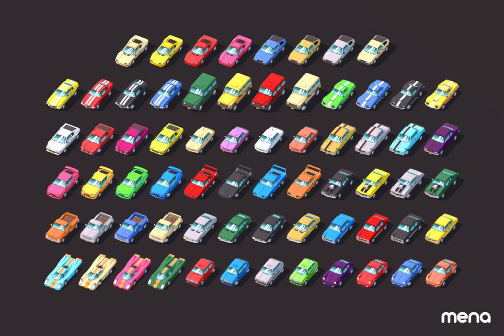 SHADED: Retro Cars Collection – Mena – 3D Vehicle Game Assets