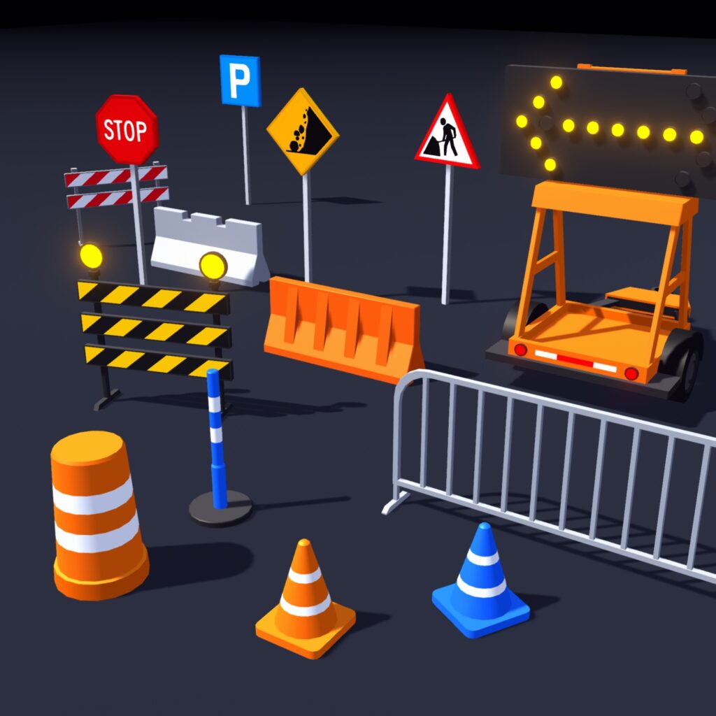 ARCADE: Traffic Props – Mena – 3D Vehicle Game Assets